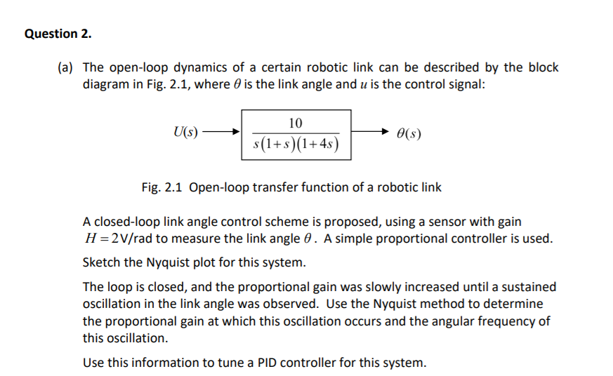Solved Question 2. (a) The open-loop dynamics of a certain | Chegg.com