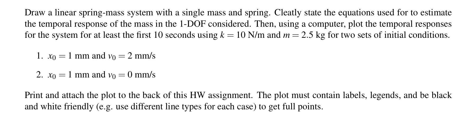 Solved Draw a linear spring-mass system with a single mass | Chegg.com