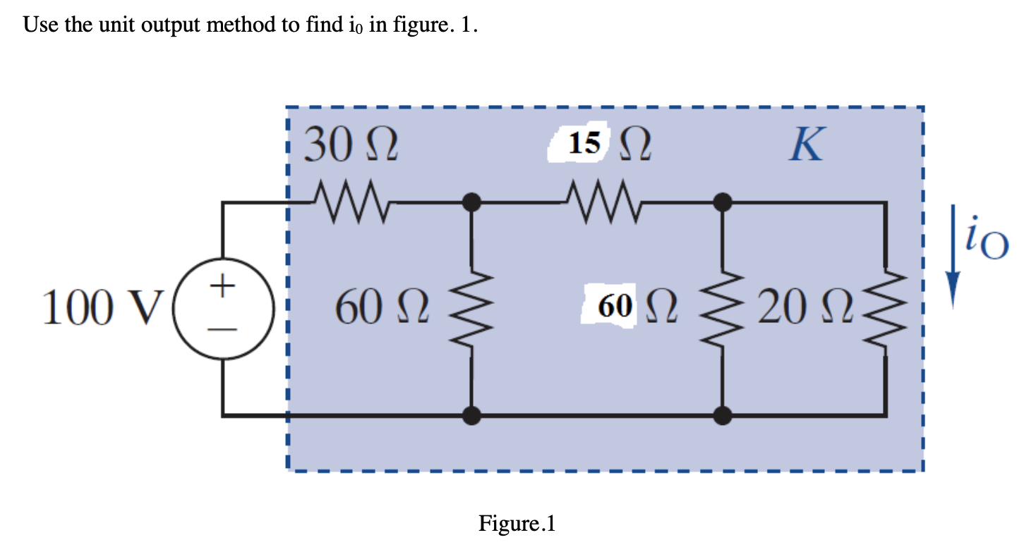 Solved Use the unit output method to find io in figure.1. 30 | Chegg.com