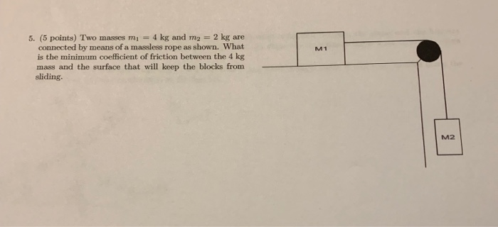 Solved 5, (5 points) Two masses m1-4 kg and m2 = 2 kg are | Chegg.com