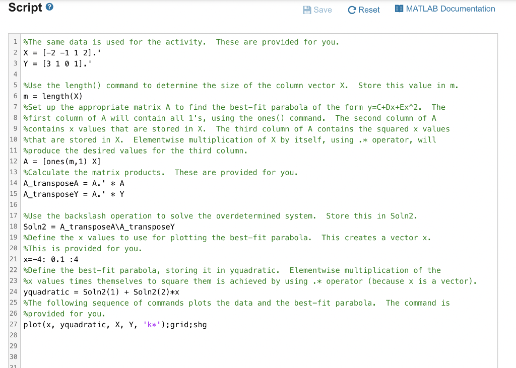 Solved LAB ACTIVITY 8 5 1 MATLAB Least Squares Chegg