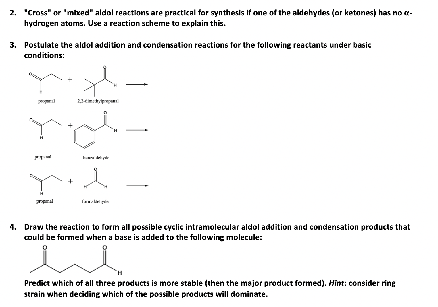 Solved 2. "Cross" or "mixed" aldol reactions are practical | Chegg.com