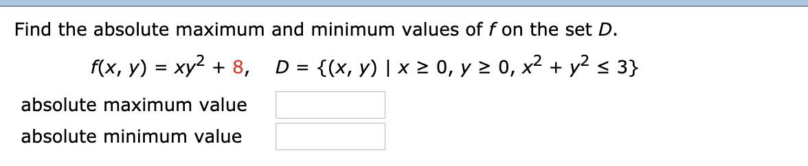 Solved Find the absolute maximum and minimum values of f on | Chegg.com