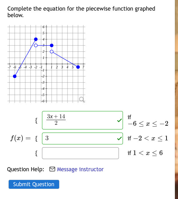 Solved Complete the equation for the piecewise function | Chegg.com