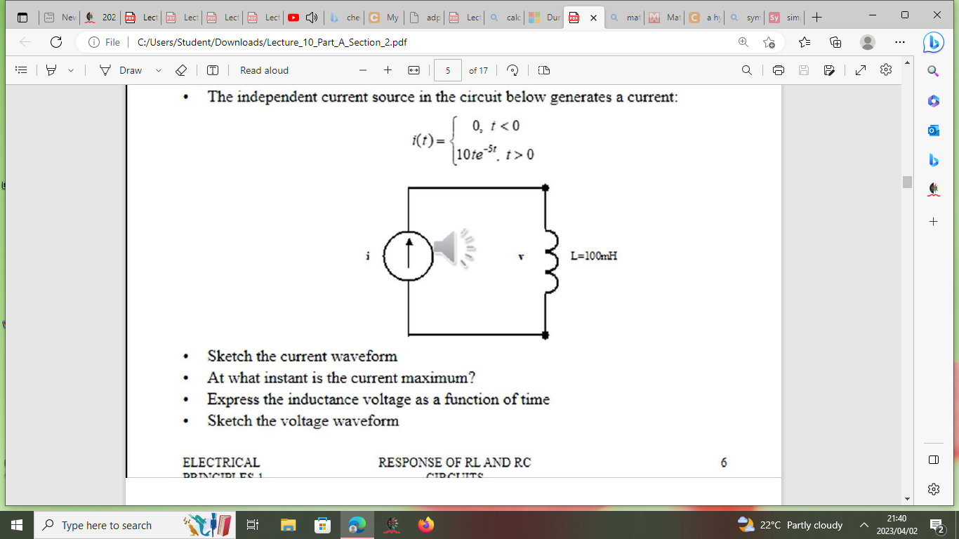 Solved - The independent current source in the circuit below | Chegg.com