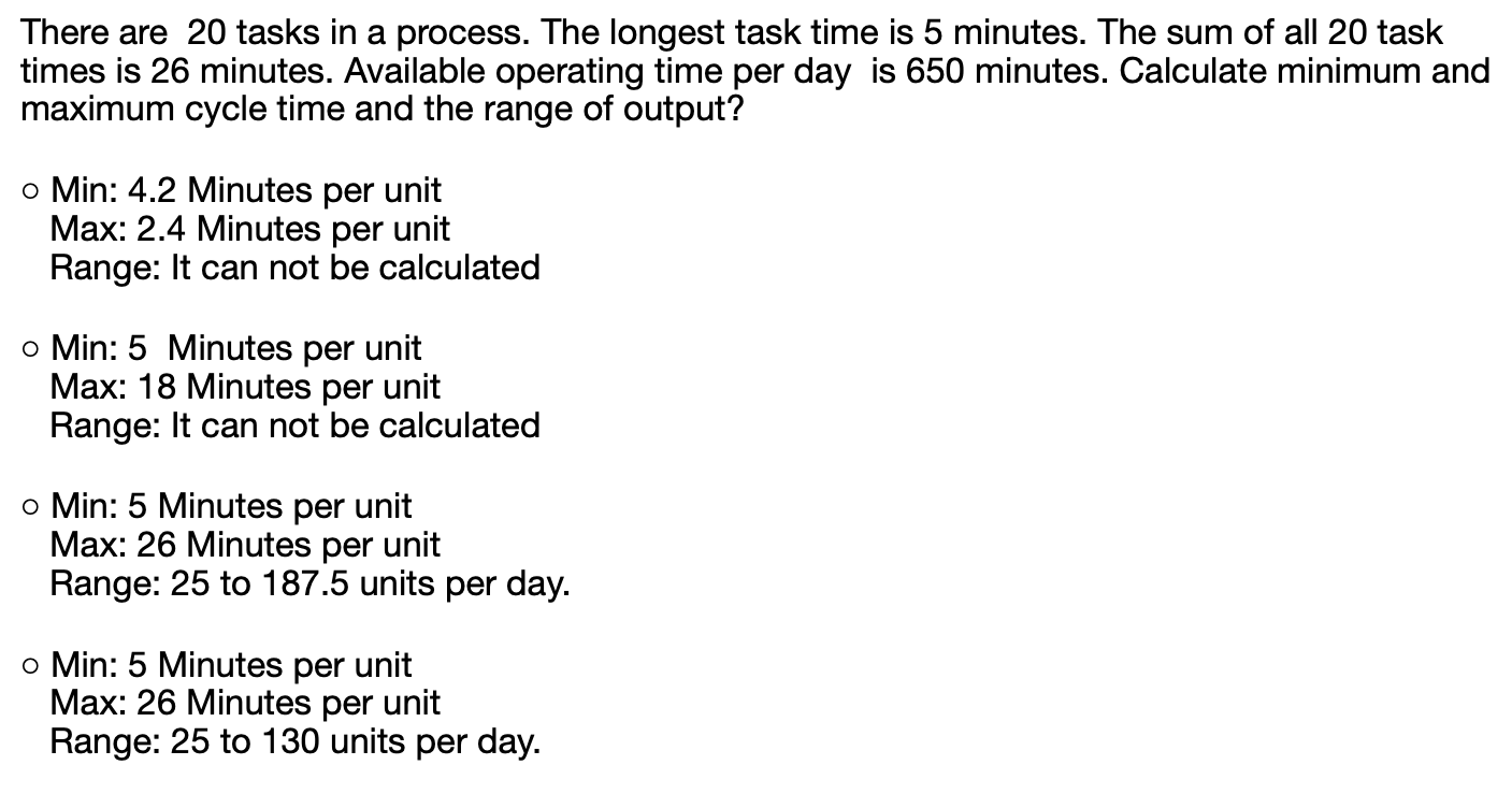 Solved There are 20 tasks in a process. The longest task | Chegg.com