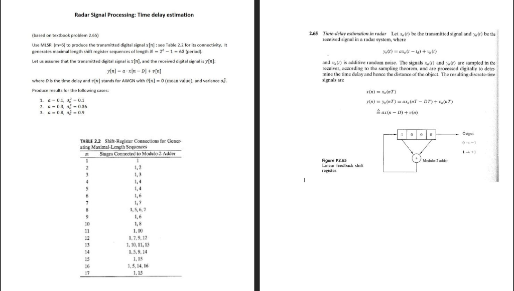 I'm trying to solve the Radar Signal Processing | Chegg.com