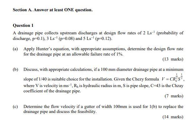 Section A. Answer at least ONE question. Question 1 A | Chegg.com