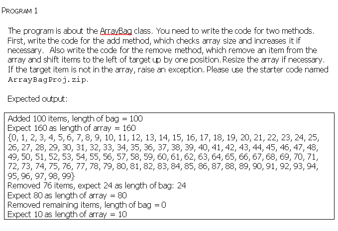 Solved Python The Program Is About The Arraybag Class You