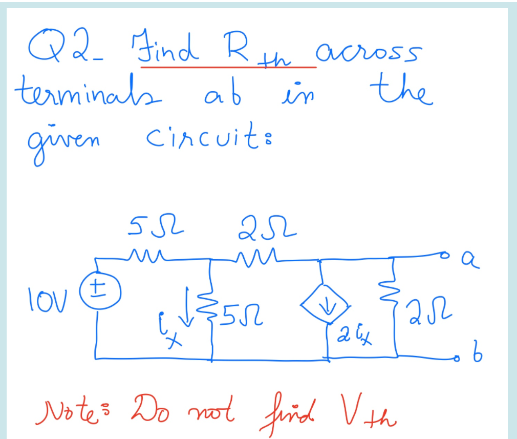 Solved QQ. Find Rth across terminals ab in the given | Chegg.com