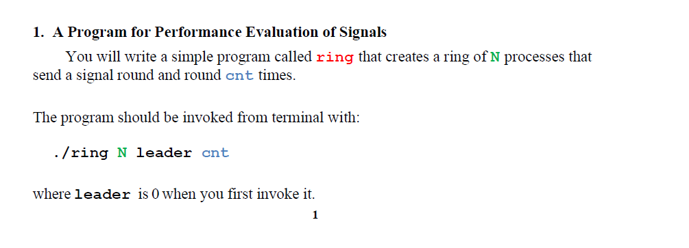 1. A Program for Performance Evaluation of Signals | Chegg.com