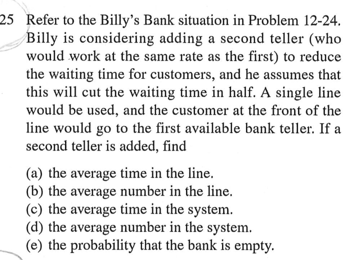 Inputs Solver - Waiting Lines Enter data in yellow | Chegg.com