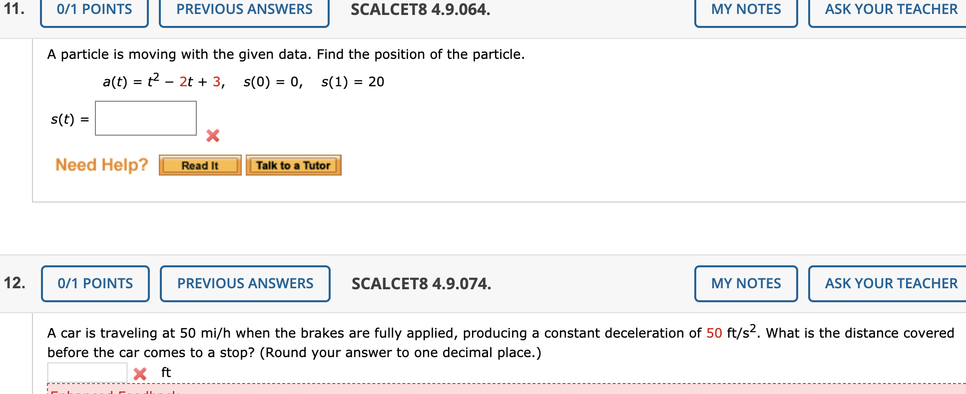 Solved 11. 0/1 POINTS PREVIOUS ANSWERS SCALCET8 4.9.064. MY | Chegg.com
