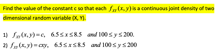 Find the value of the constant c so that each | Chegg.com