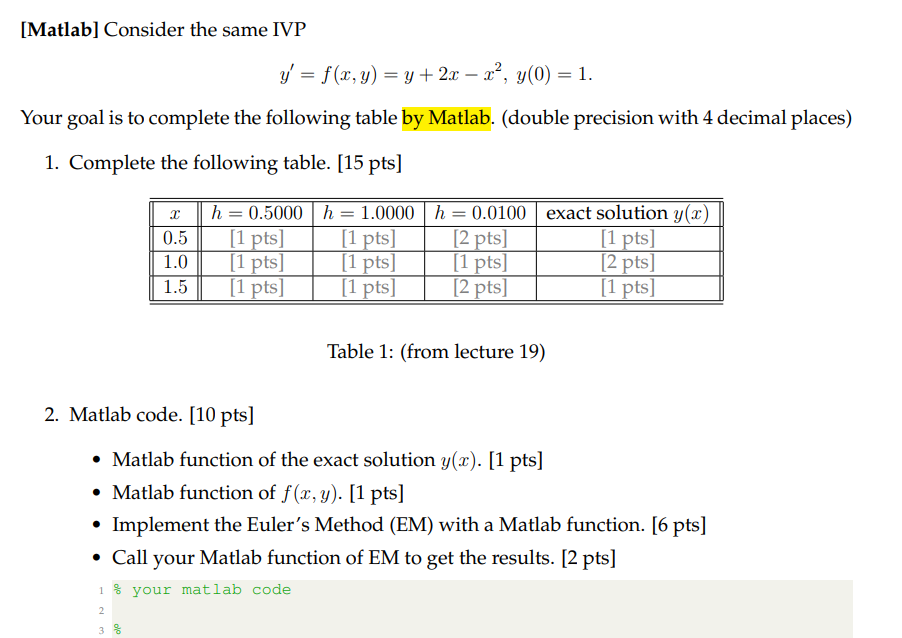 [Matlab] Consider the same IVP | Chegg.com