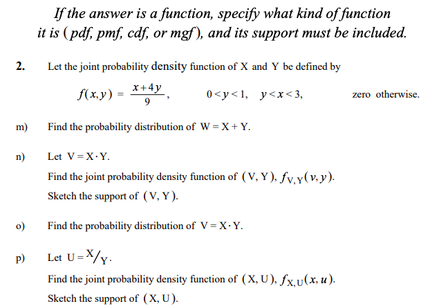 Solved what kind of function it is (pdf, pmf, cdf, or mgf), | Chegg.com