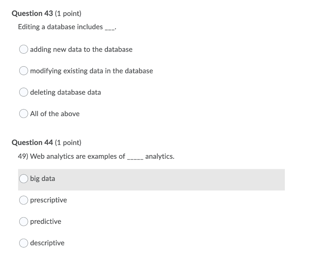 Solved Question 41 (1 point) Data stored in data warehouses | Chegg.com