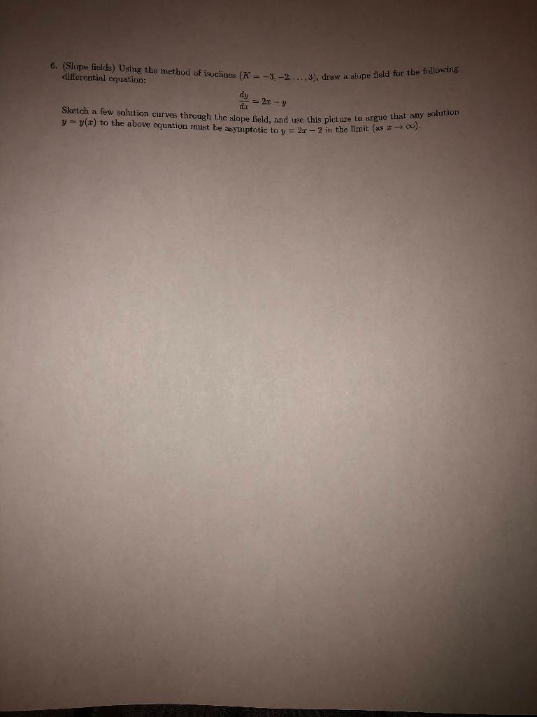 Solved 6. (Slope fields) Using the method of Isoclines (K = | Chegg.com