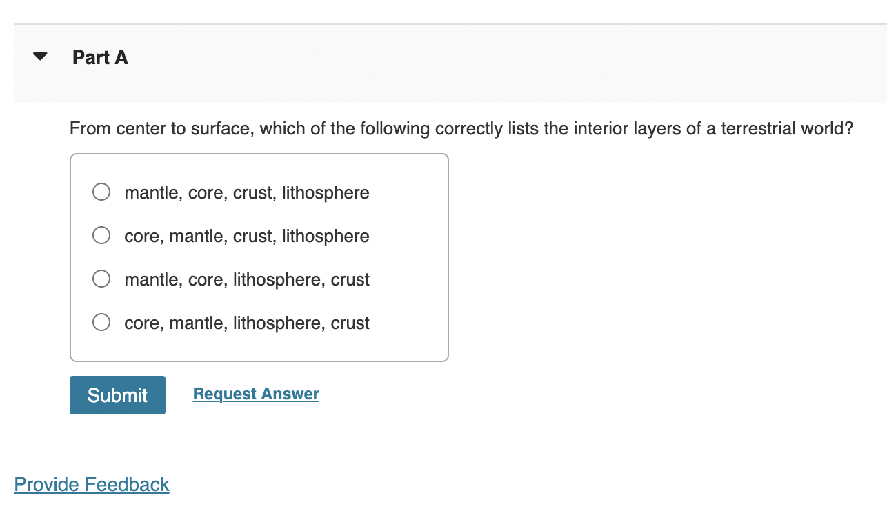 Solved From center to surface, which of the following | Chegg.com