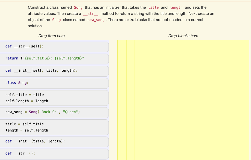 Solved Construct a class named Song that has an initializer | Chegg.com