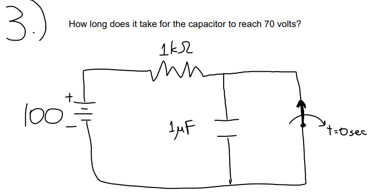 Solved 3. How long does it take for the capacitor to reach | Chegg.com