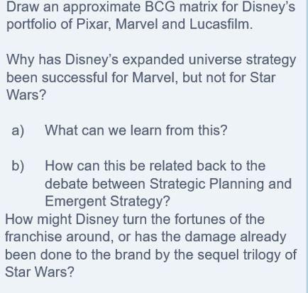Solved Draw an approximate BCG matrix for Disney's portfolio | Chegg.com