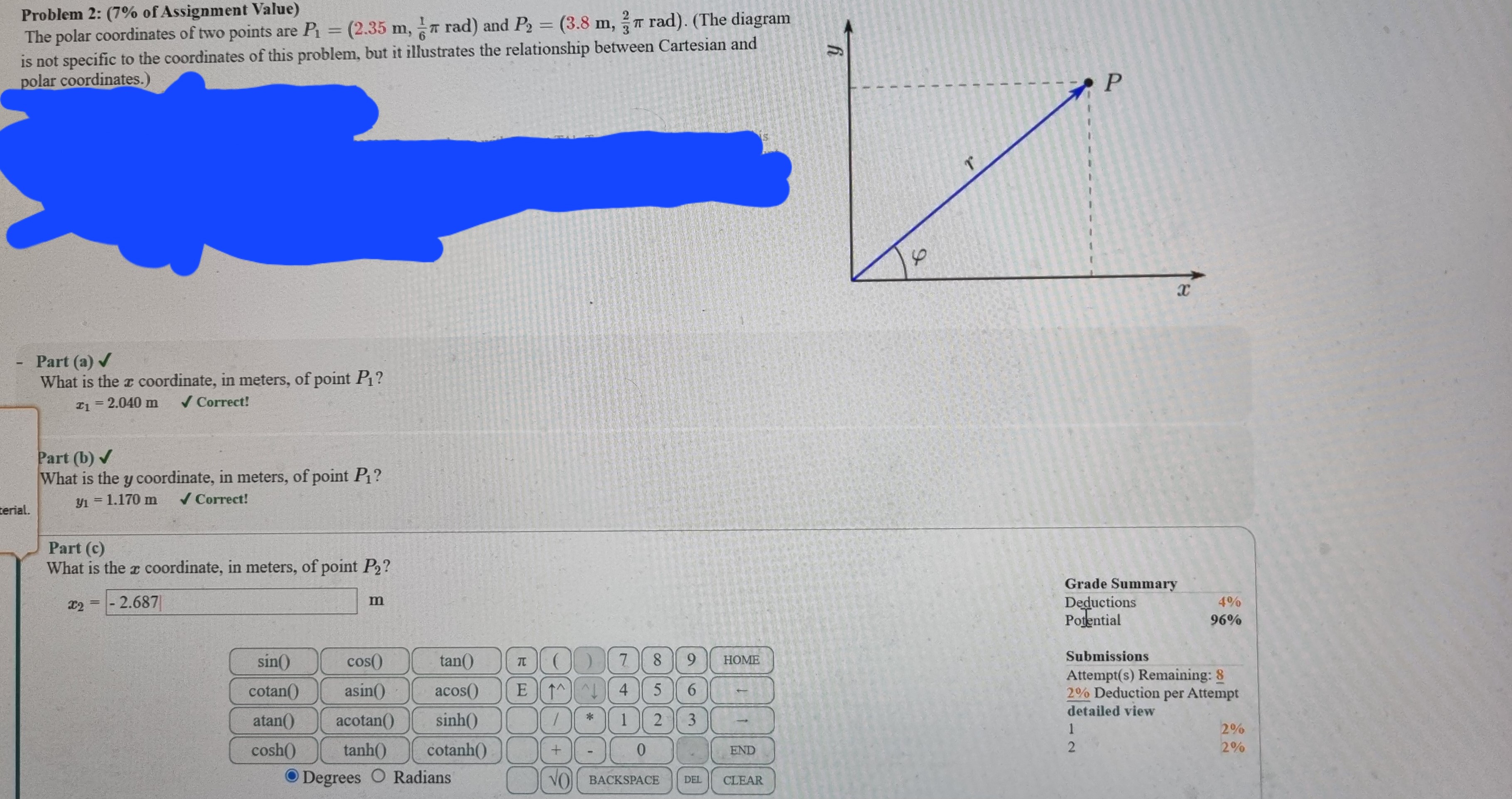 Solved Problem 2: (7% ﻿of Assignment Value) 12 ﻿Complete1 3 | Chegg.com