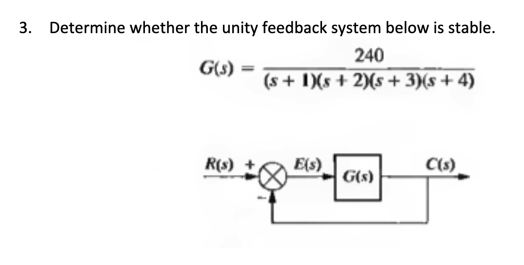 Solved 3. Determine whether the unity feedback system below | Chegg.com