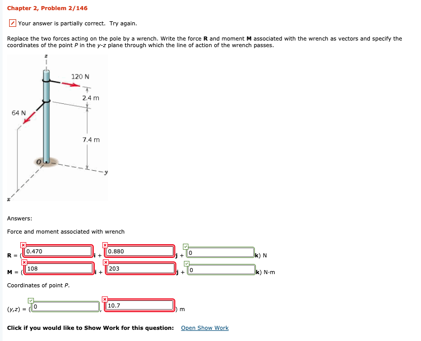 Solved Chapter 2, Problem 2/146 Your answer is partially | Chegg.com