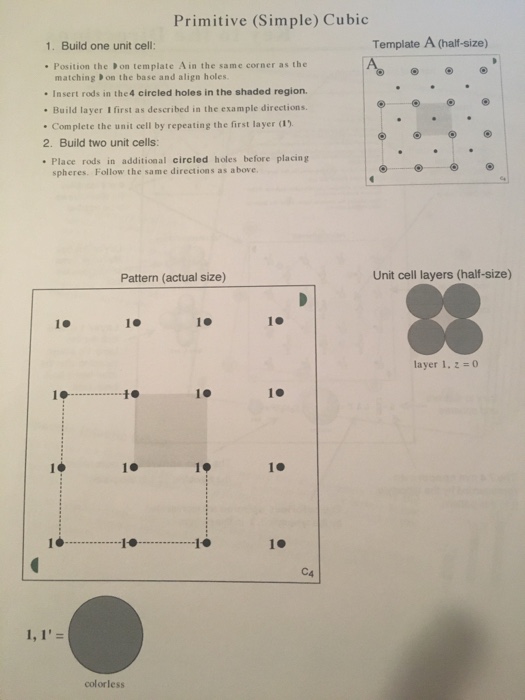 Solved Primitive (Simple) Cubic 1. Build one unit cell: | Chegg.com