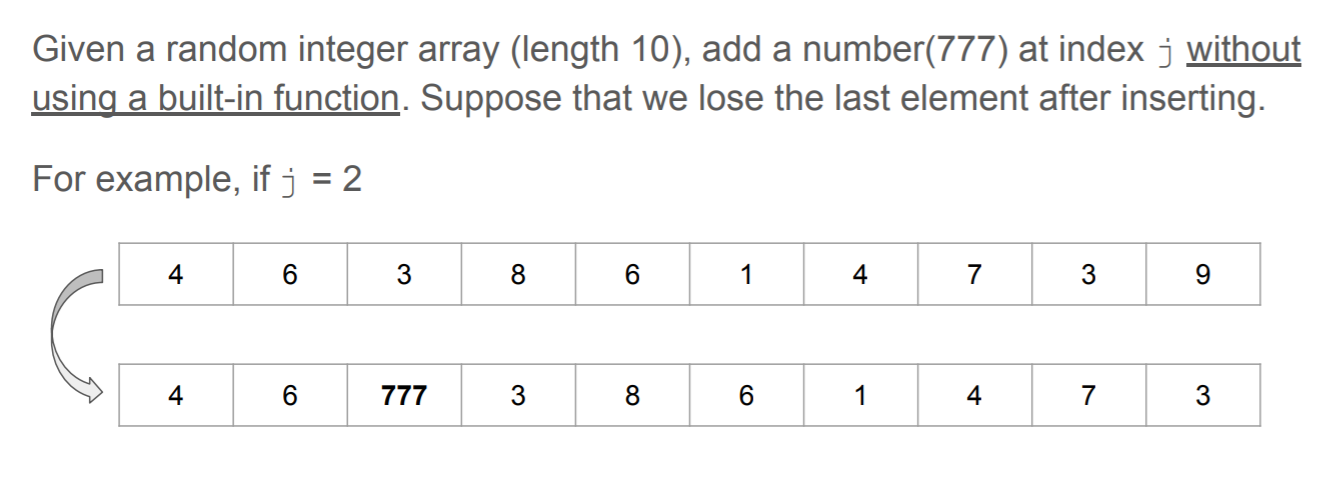 Given a random integer array (length 10), add a | Chegg.com