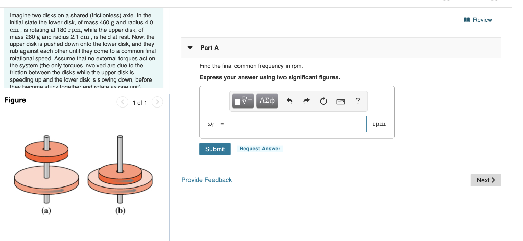 Solved M Review Imagine two disks on a shared (frictionless) | Chegg.com