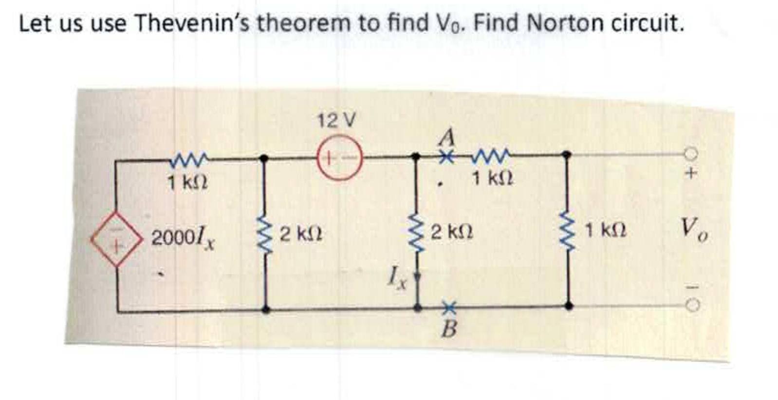 Solved Let us use Thevenin's theorem to find V0. Find Norton | Chegg.com