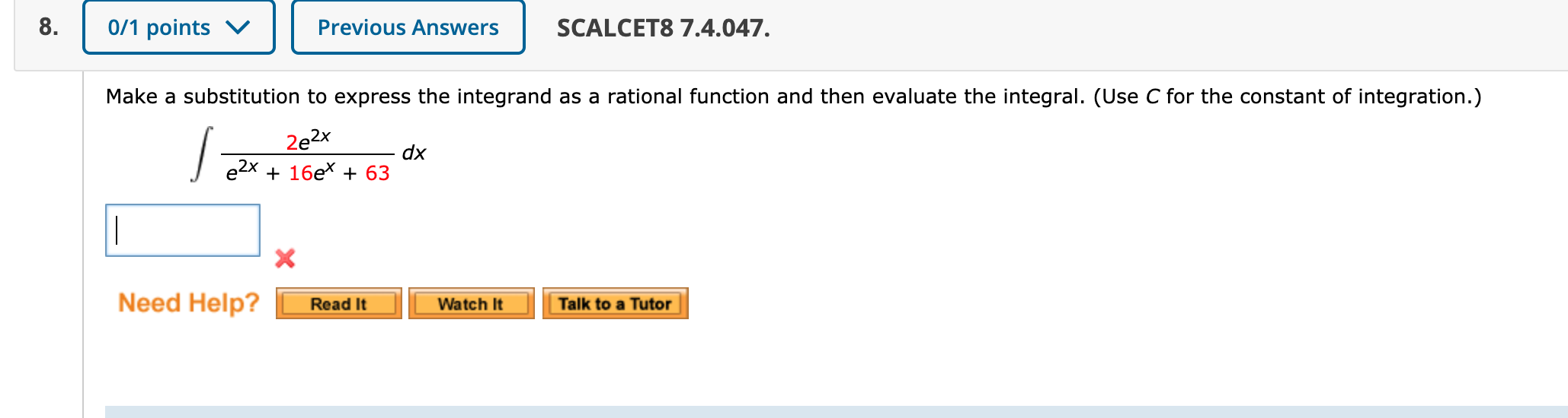 Solved 0/1 points v Previous Answers SCALCET8 7.4.047. Make | Chegg.com
