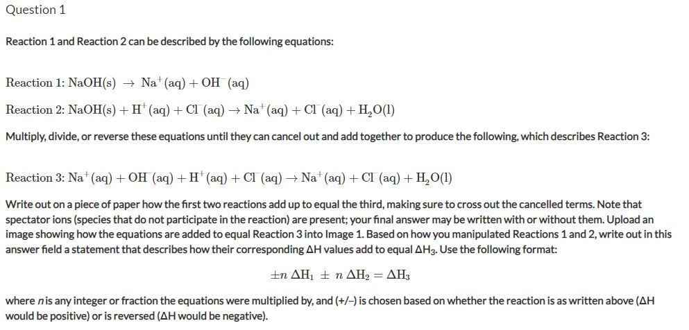 Solved Reaction 1 and Reaction 2 can be described by the | Chegg.com