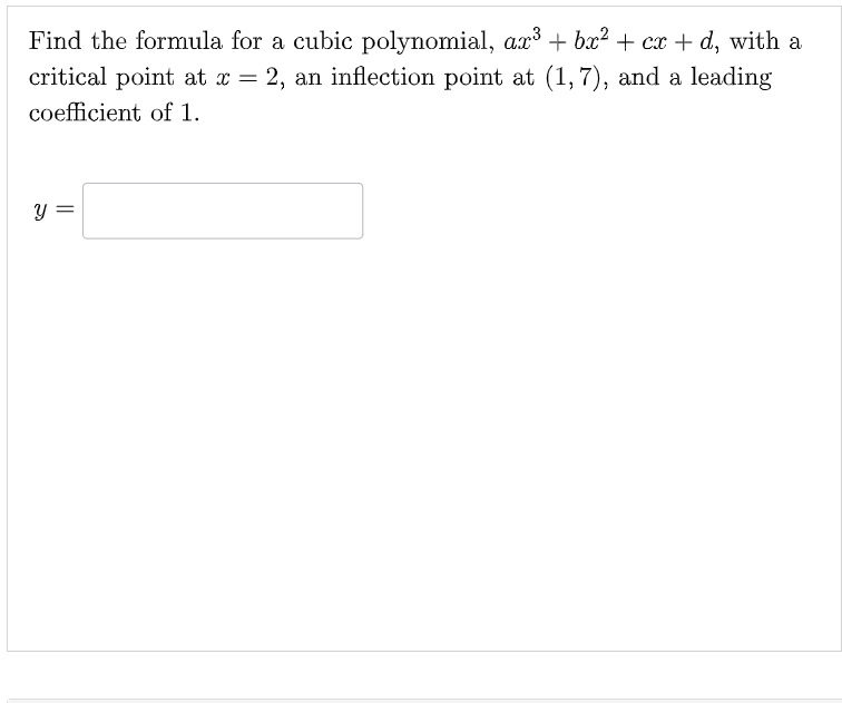 Solved Find the formula for a cubic polynomial, | Chegg.com