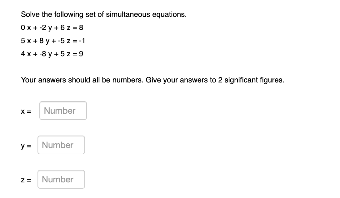 Solved Solve the following set of simultaneous equations. | Chegg.com