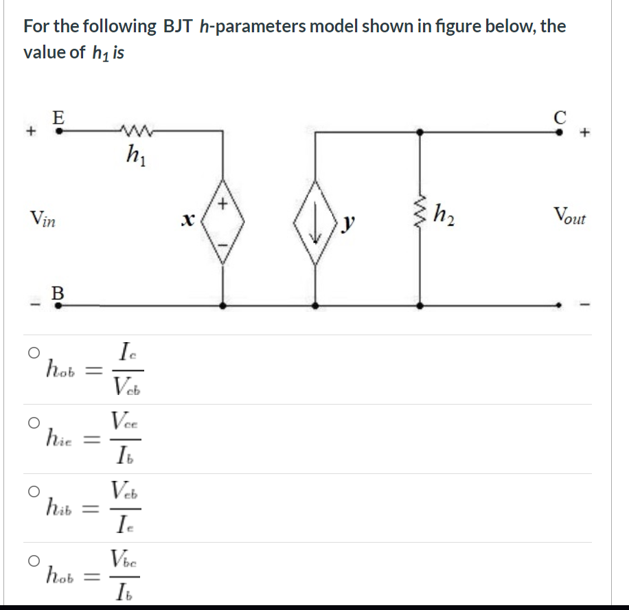 Solved For the following BJT h-parameters model shown in | Chegg.com