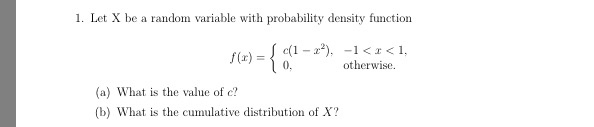 Solved 1. Let X be a random variable with probability | Chegg.com
