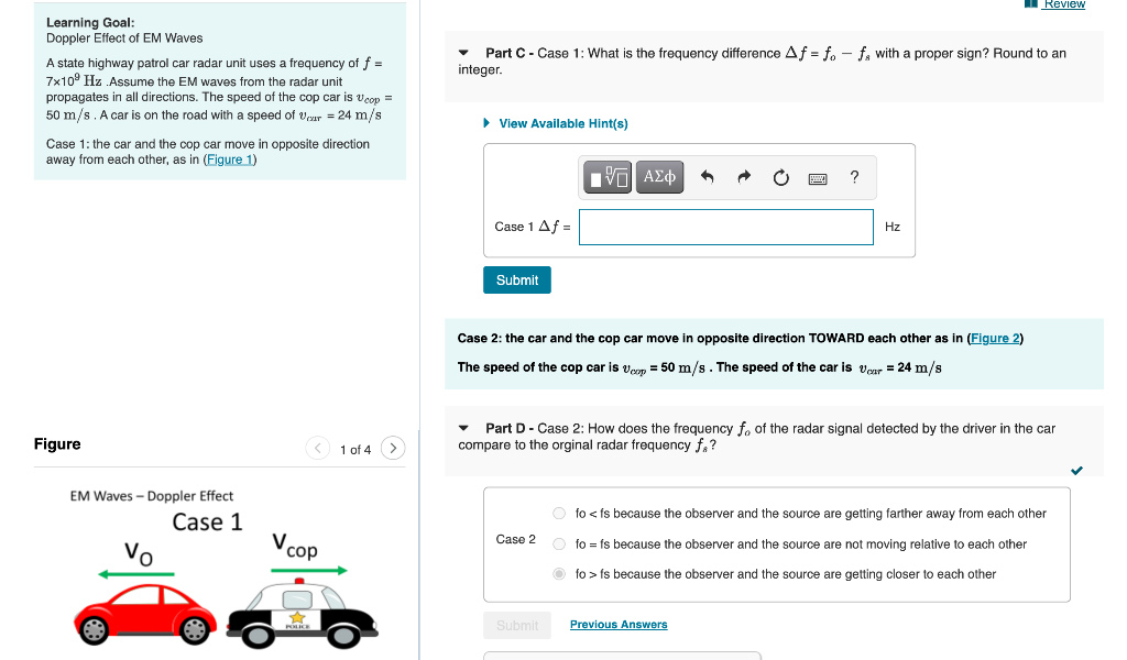 Solved Review Case 1: the car and the cop car move in | Chegg.com
