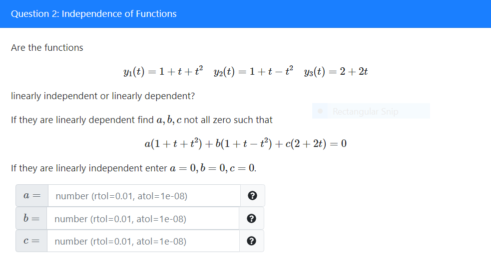 Solved Question 2: Independence of Functions Are the | Chegg.com