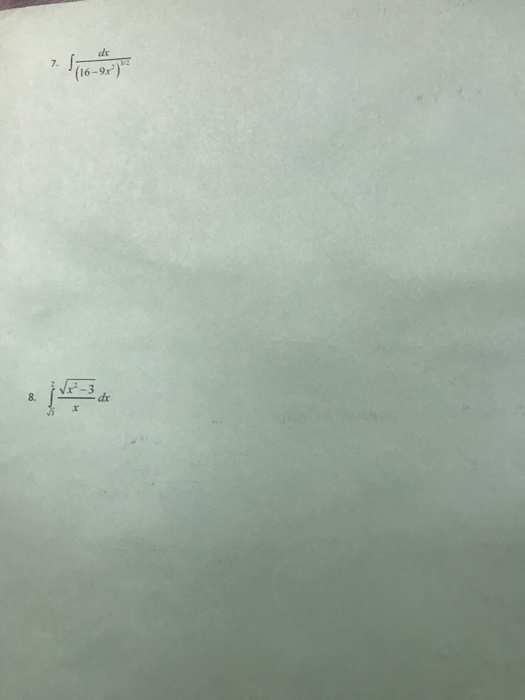 Solved Math 125 Calculus Ii Trig Substitution Find Each