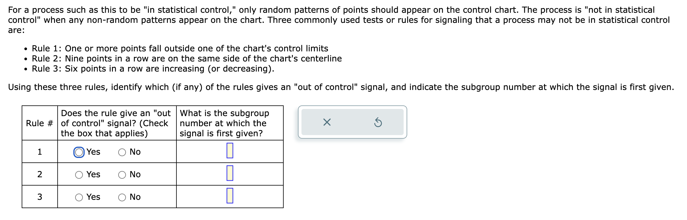 For a process such as this to be "in statistical | Chegg.com