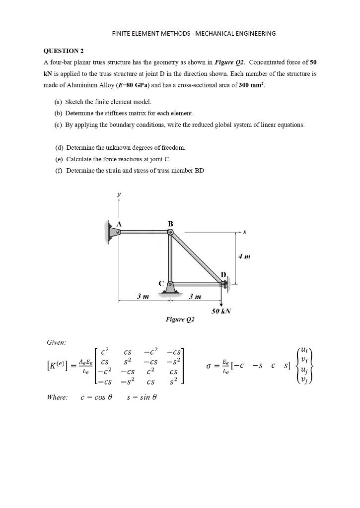 Solved FINITE ELEMENT METHODS - MECHANICAL ENGINEERING | Chegg.com