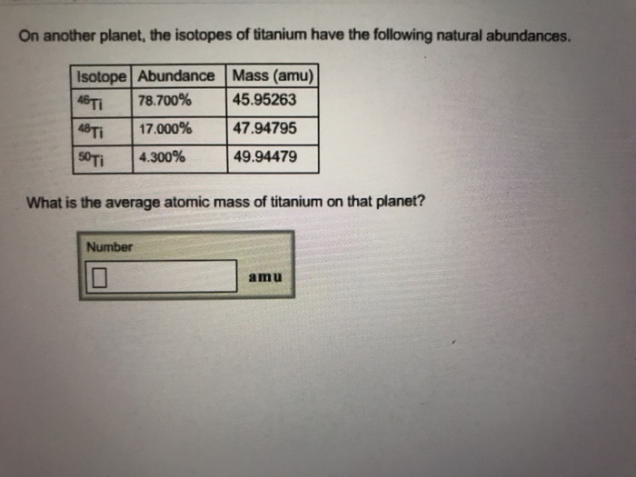 Solved On another planet, the isotopes of titanium have the | Chegg.com