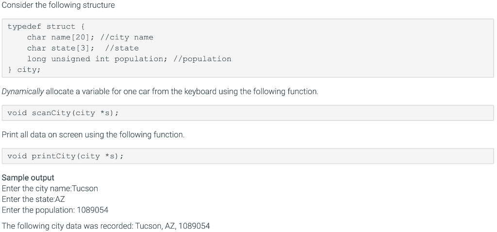Solved Can someone do this problem in c code using structs. | Chegg.com