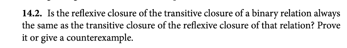 Solved 14.2. Is the reflexive closure of the transitive | Chegg.com