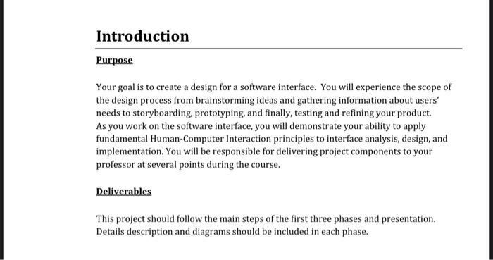 Introduction Purpose Your goal is to create a design | Chegg.com