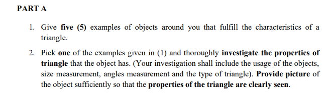 Solved PART A 1. Give five (5) examples of objects around | Chegg.com