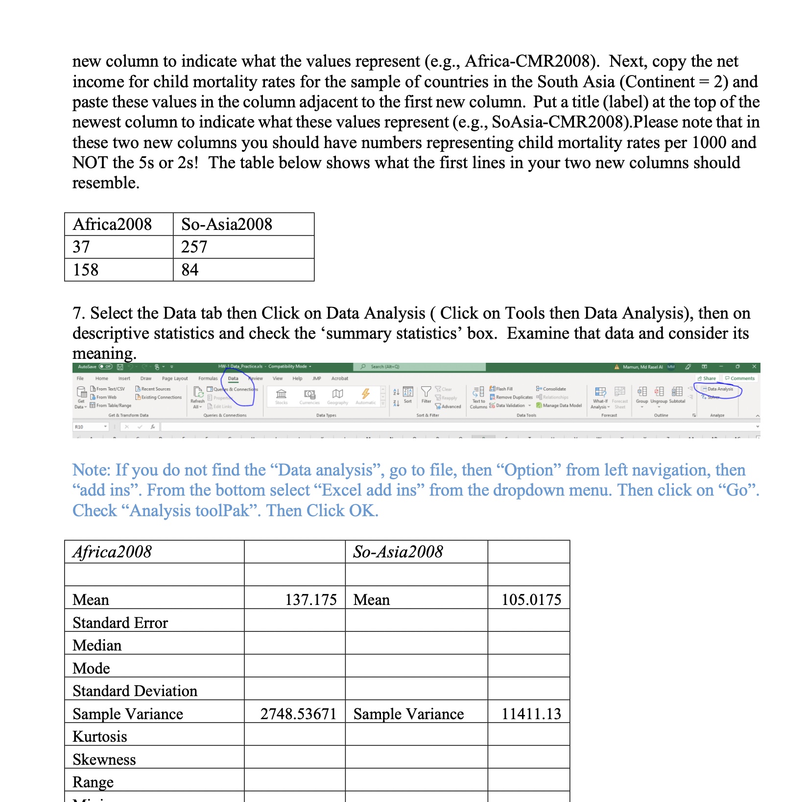 Give the screenshot of your Excel Output Answer the | Chegg.com